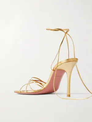 Amina Muaddi Lori Metallic Leather Sandals - Gold