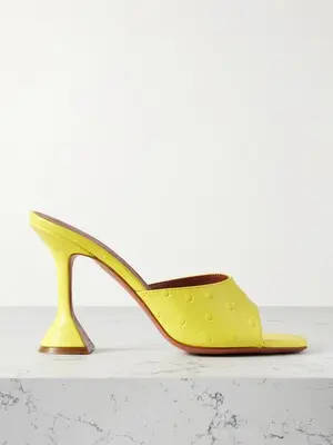 Amina Muaddi Lupita Ostrich-effect Leather Mules