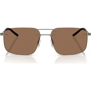 Moncler 56mm Rimless Rectangular Sunglasses - Dark Brown