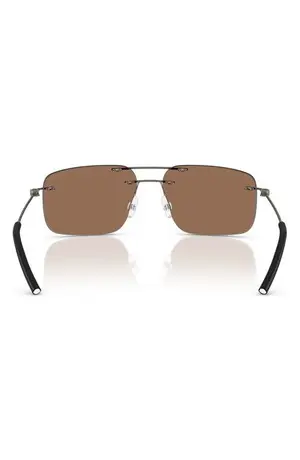 Moncler 56mm Rimless Rectangular Sunglasses - Dark Brown