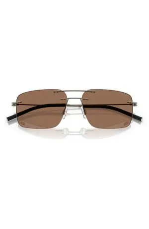Moncler 56mm Rimless Rectangular Sunglasses - Dark Brown