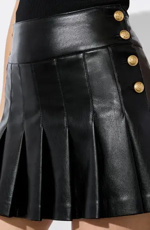Alice + Olivia Lanna Pleated Faux Leather Miniskirt