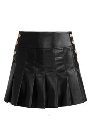 Alice + Olivia Lanna Pleated Faux Leather Miniskirt