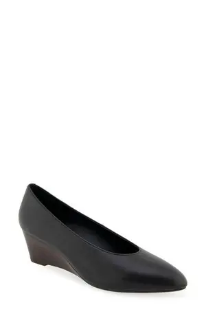 Aerosoles Caruzo Leather Wedge Pump - Black Leather