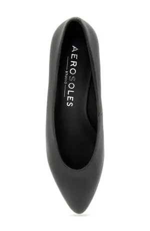 Aerosoles Caruzo Leather Wedge Pump - Black Leather
