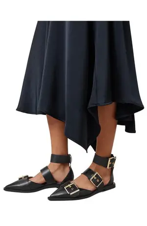 ALLSAINTS Sutton Ankle Strap Pointed Toe Flat - Black