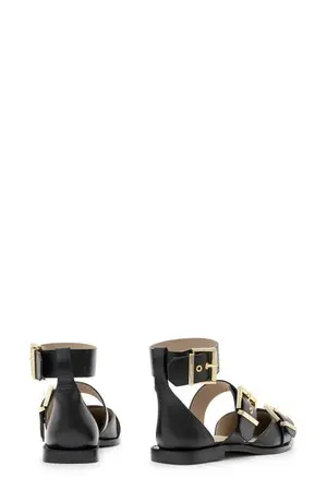 ALLSAINTS Sutton Ankle Strap Pointed Toe Flat - Black
