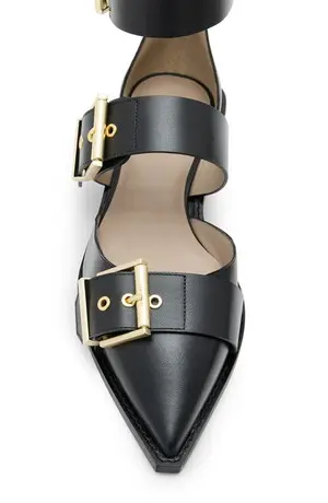 ALLSAINTS Sutton Ankle Strap Pointed Toe Flat - Black