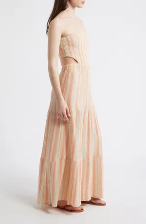 Rip Curl Premium Surf Stripe Tiered Cotton Maxi Dress - Multi Color