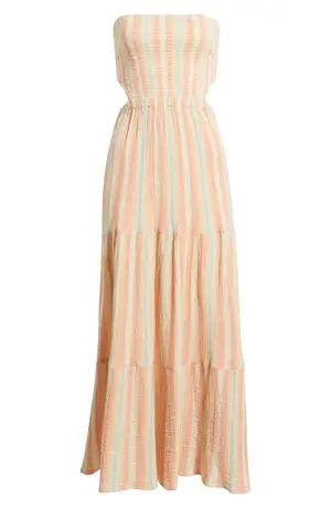 Rip Curl Premium Surf Stripe Tiered Cotton Maxi Dress - Multi Color