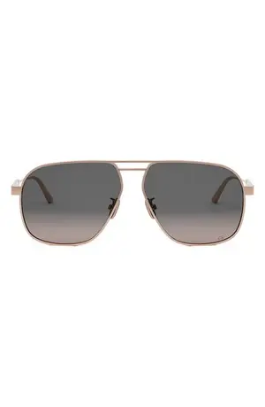Dior Cannage A3u 58mm Aviator Sunglasses - Shiny Rose Gold / Smoke