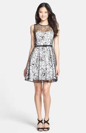 Eliza J Sleeveless Floral Fit-and-flare Dress