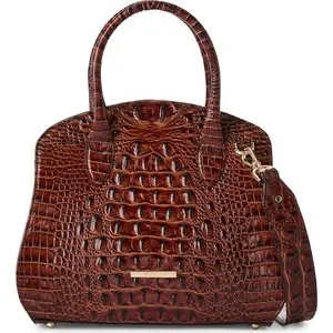 Brahmin Rosetta Croc Embossed Leather Satchel - Pecan