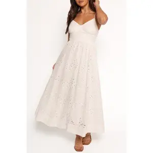 PETAL & PUP Yasmin Cotton Eyelet Midi Dress - White