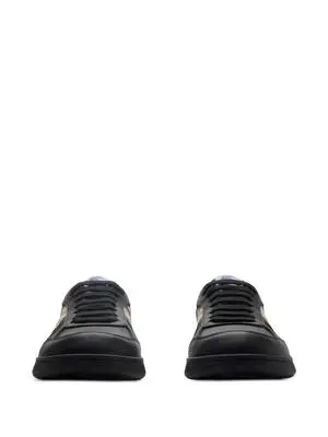 Burberry Checked Leather Sneakers - Black