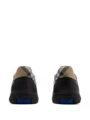 Burberry Checked Leather Sneakers - Black