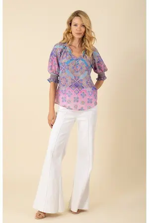 Hale Bob Eileen Voile Top - Blue