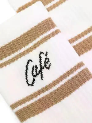 CAFÉ KITSUNÉ Intarsia-knit Logo Socks