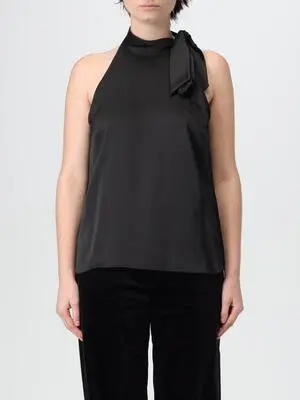 Theory Sleeveless Halter Top With Bow Detail - Black