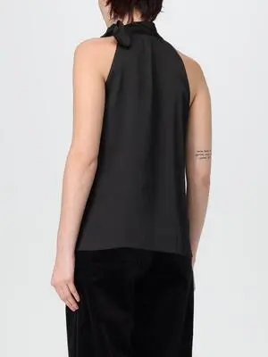 Theory Sleeveless Halter Top With Bow Detail - Black