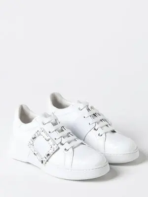 ROGER VIVIER Embellished Leather Sneakers - White