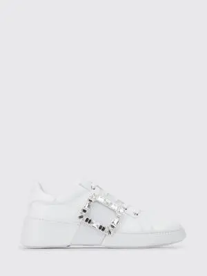 ROGER VIVIER Viv 'skate Sneakers In Leather With Crystal Buckle - White