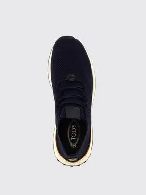 TOD'S Leather Trim Knit Sneakers - Blue
