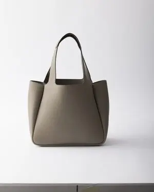 Prada Small Leather Tote Bag - Grey
