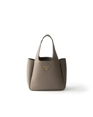 Prada Small Leather Tote Bag - Grey