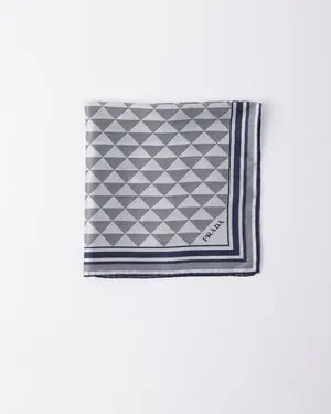 Prada Jacquard Silk Scarf 55 Blue