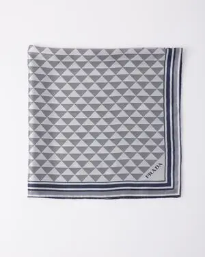 Prada Jacquard Silk Scarf 90 - Blue
