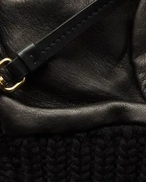 Prada Wool And Nappa Leather Mittens