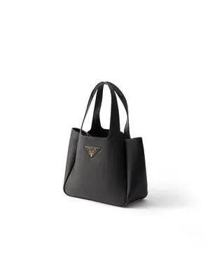 Prada Small Leather Tote Bag - Black