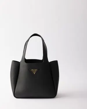 Prada Small Leather Tote Bag - Black