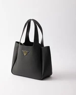 Prada Small Leather Tote Bag - Black
