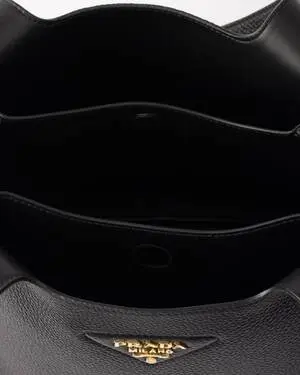 Prada Small Leather Tote Bag - Black