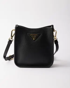 Prada Mini Leather Shoulder Bag - Black