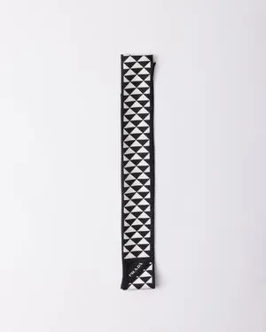 Prada Printed Silk Twill Skinny Scarf - Black