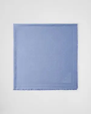 Prada Symbole Silk And Wool Jacquard Shawl - Aviator Blue