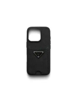 Prada Saffiano Leather Case For Iphone 16 Pro - Black