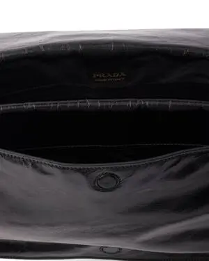 Prada Medium Leather Shoulder Bag - Black