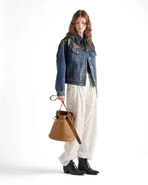 Prada Leather Bucket Bag With Belt - Brown