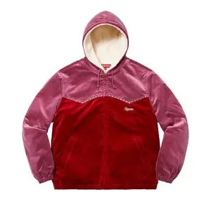Supreme Studded Velvet Hooded Work Jacket - Red