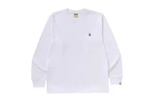 A BATHING APE Abc Camo One Point Long Sleeve Tee Shirt - White/blue