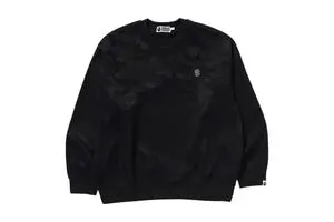 A BATHING APE Solid Camo Jacquard Relax Fit Crewneck Sweatshirt
