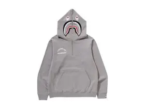 A BATHING APE X Neighborhood Two Face Half Zip Pullover Hoodie - Grey