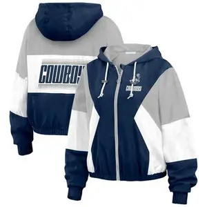 WEAR BY ERIN ANDREWS Dallas Cowboys Color Block Full-zip Windbreaker Jacket - Navy