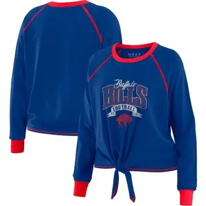 WEAR BY ERIN ANDREWS Buffalo Bills Tie-front Long Sleeve Top - Royal