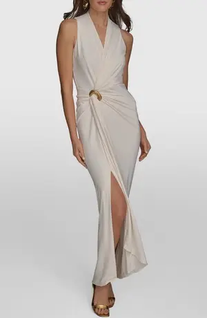 Donna Karan New York Belt Detail Sheath Maxi Dress - Pristine (prn)