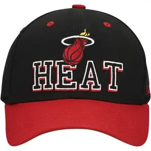 Mitchell & Ness Red Miami Heat Backside Script Two-tone Pro Crown Adjustable Hat